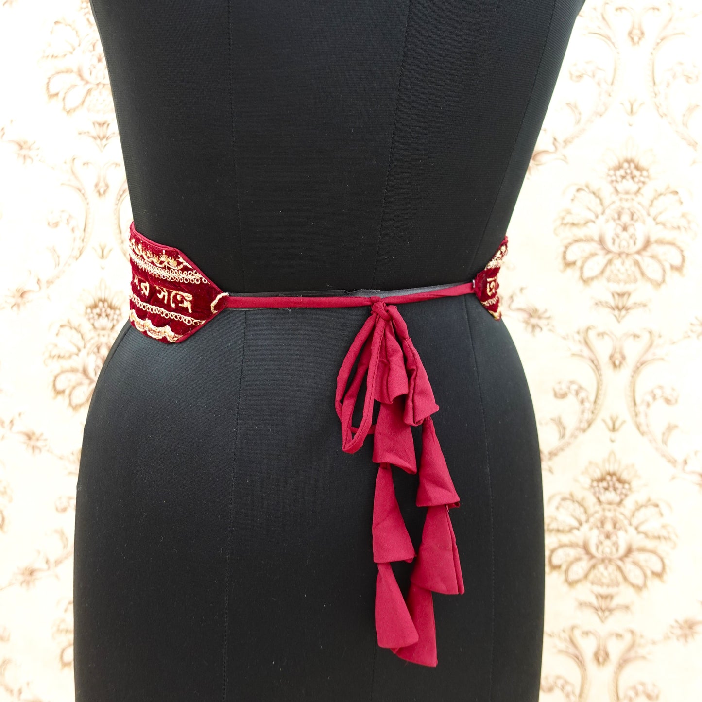 Bengali Scripted Traditional Golden Embroidered Waist Hip Belt Kamarba ...