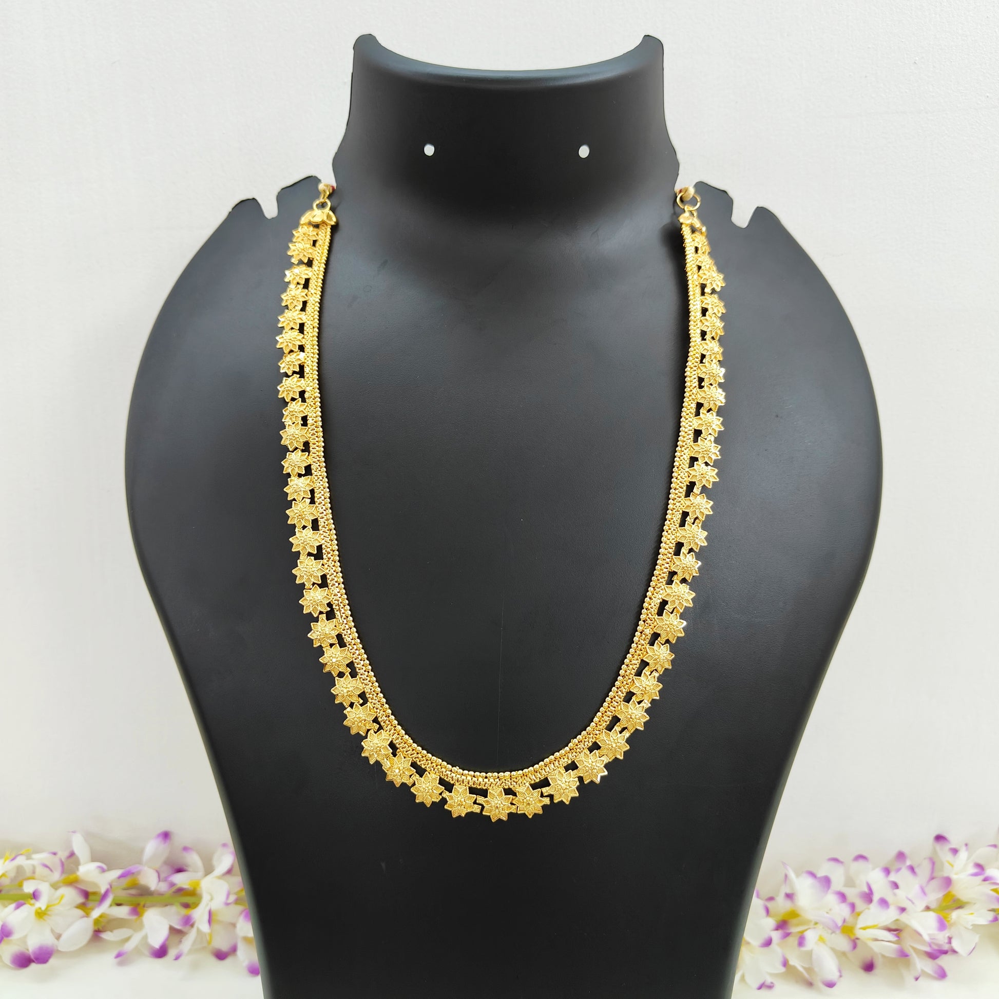 Gold Plated Small Flower Motive Long Bridal Sitahar – THE ALANKARA